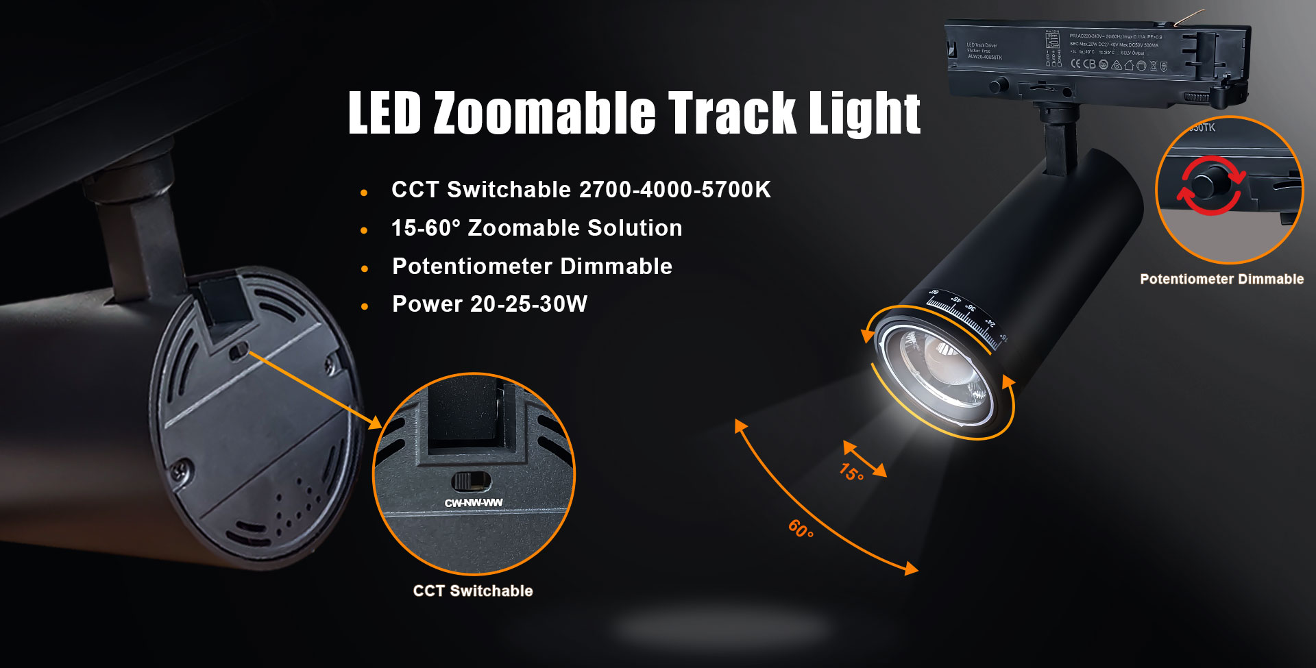 Multiple Function Zoomable Track Light - Powerstar